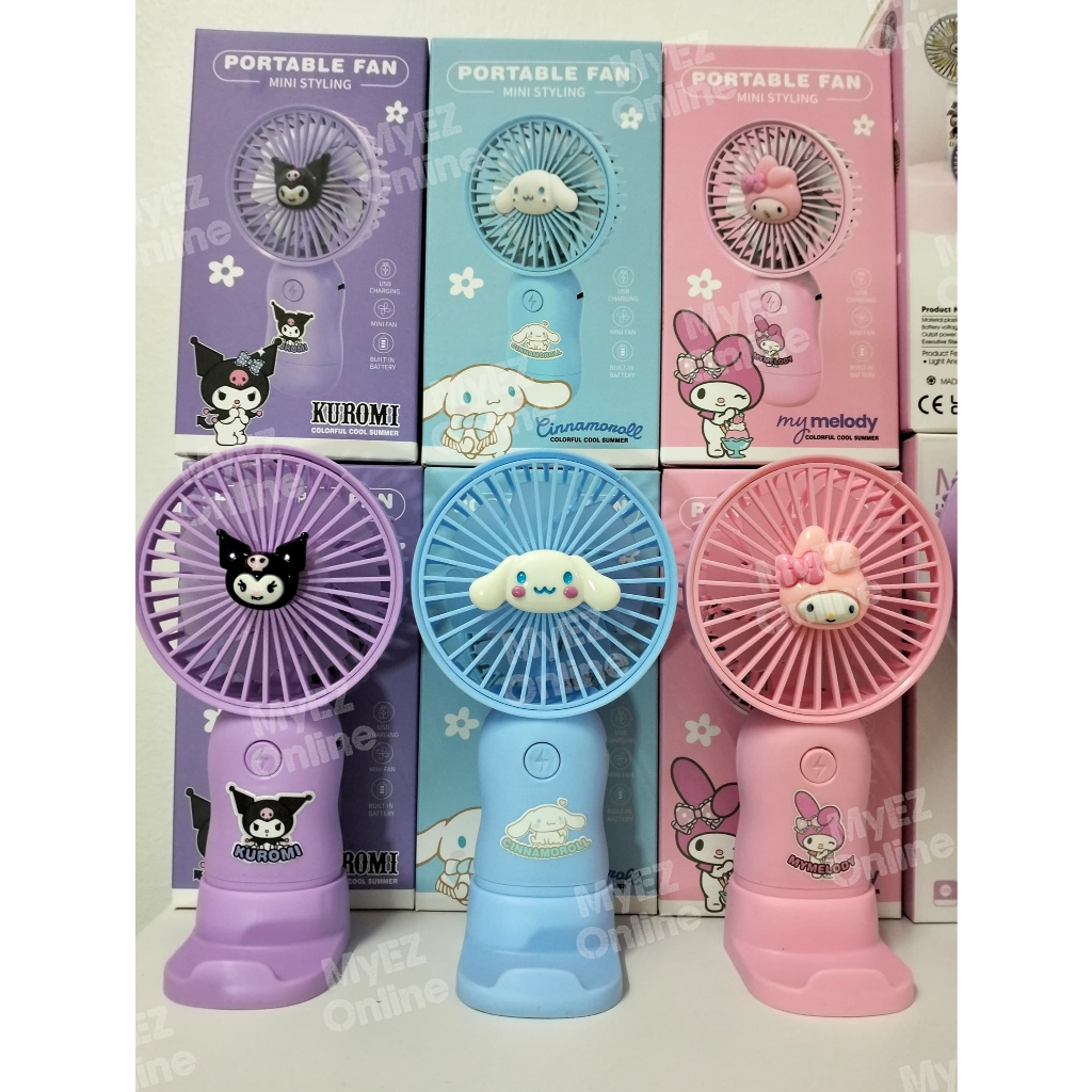 Kipas Tangan Portable Hand Table Mini Fan Kuromi Labubu USB Charge ...