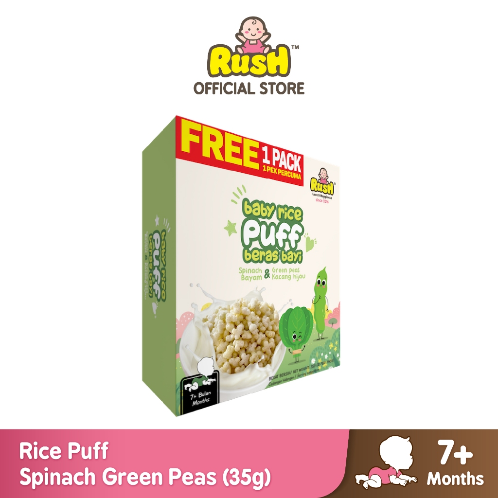 Rush Baby Rice Puff Spinach Green Peas 30g | Shopee Singapore
