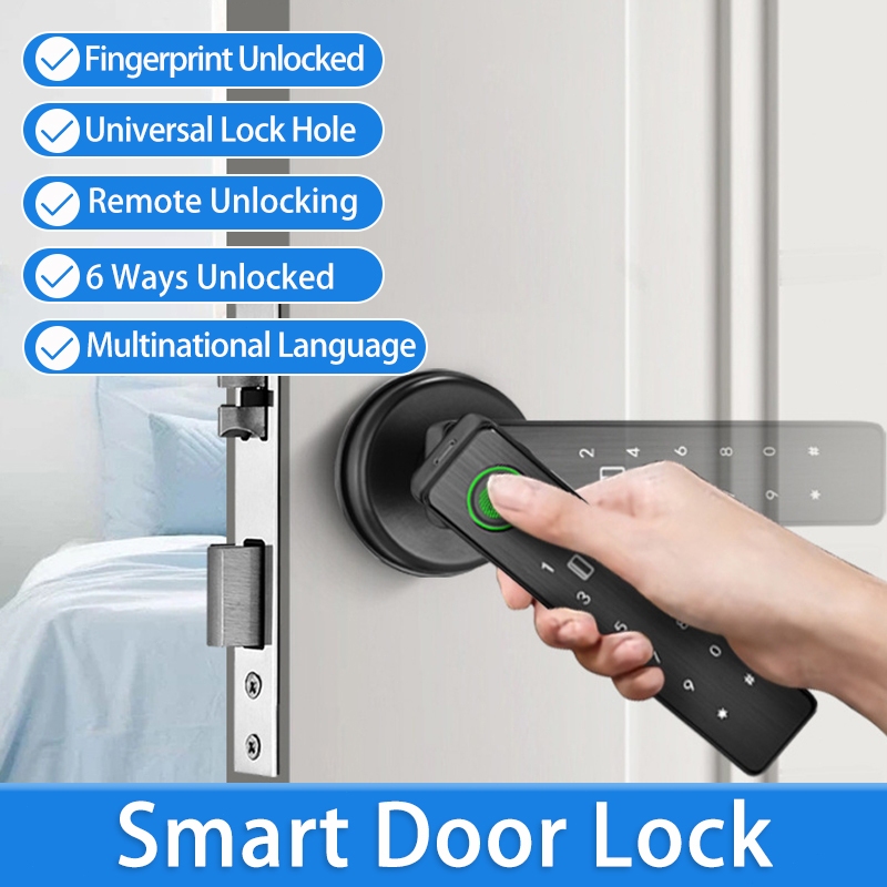 6 in1 Digital Electronic Password Door Lock Smart Handle APP Bluetooth ...
