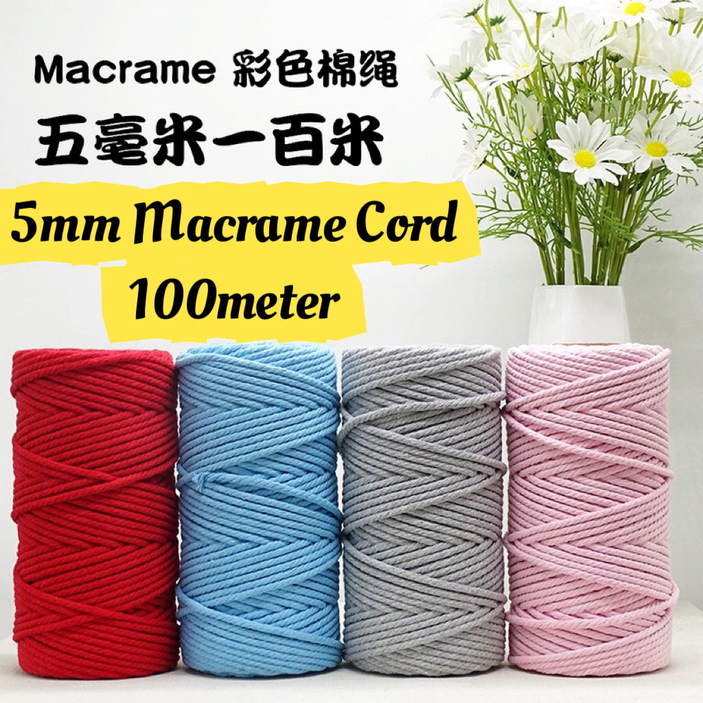 5mm Colour Macrame Cotton Rope/3 strands Macrame Cord/Cotton Twisted ...