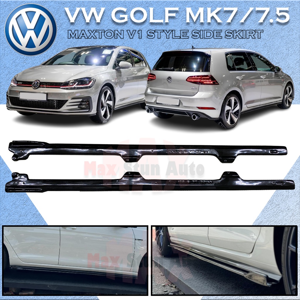 VOLKSWAGEN GOLF MK7 MK7.5 GTI TSI GTI R R-LINE MAXTON V1 STYLE SIDE SKIRT WITH PAINT PIANO BLACK ...