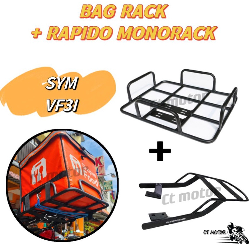 ct motor SYM VF3i RACK 135 Rapido Monorack + Bag Delivery Besi Frame ...