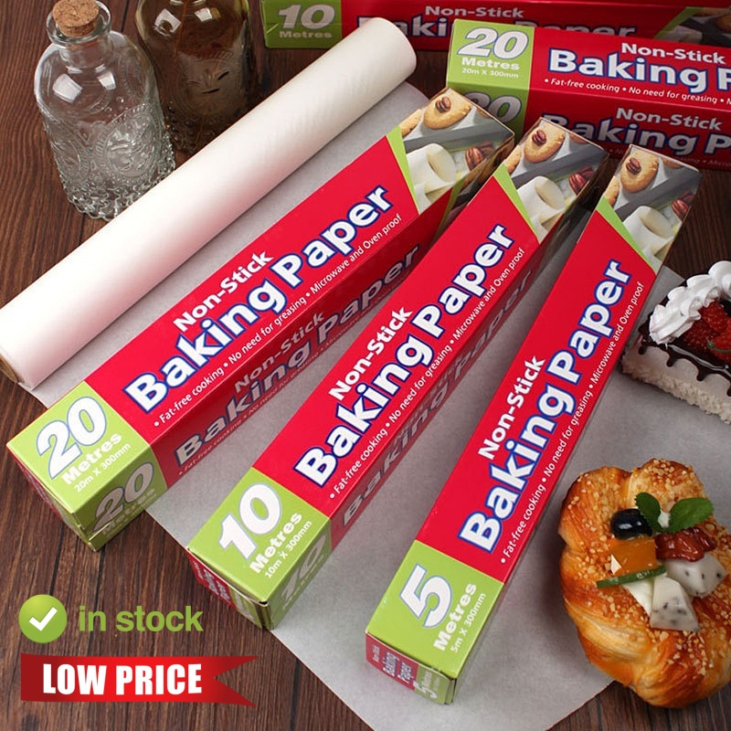 5M/10M Kitchen Baking Paper With cutter Oil Paper Bakery Kek Kertas ...