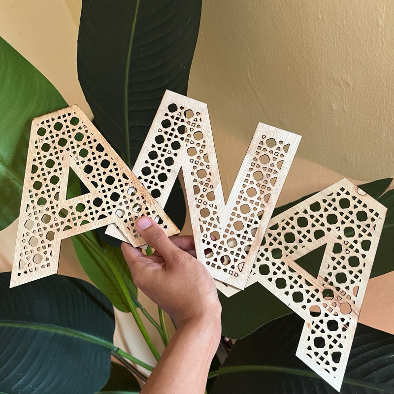 Woven Rattan alphabet pattern / Huruf corak anyaman rotan | Shopee ...