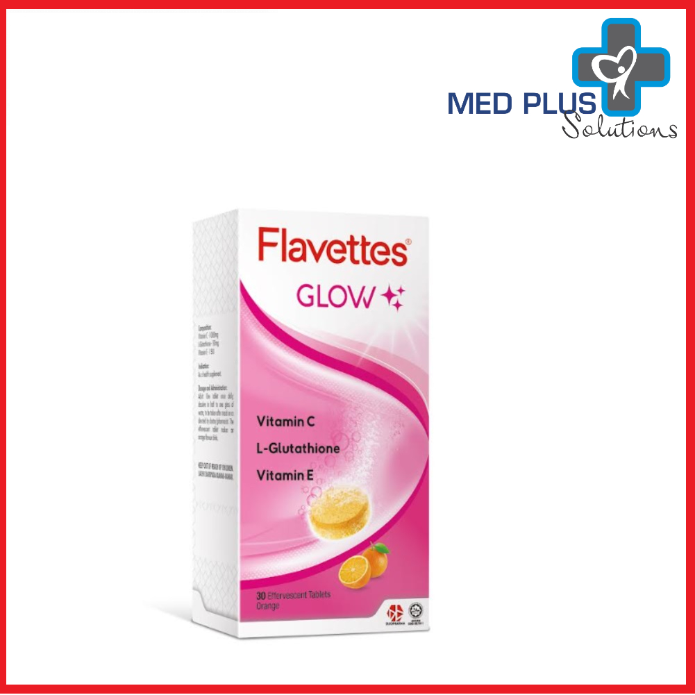 Flavettes Effervescent Glow Vit C 1000mg + Vit E 15 IU + Glutatione ...