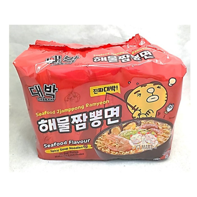 DAEBAK Seafood Jjamppong Ramyeon Noodles (5 x 101g) | Shopee Singapore