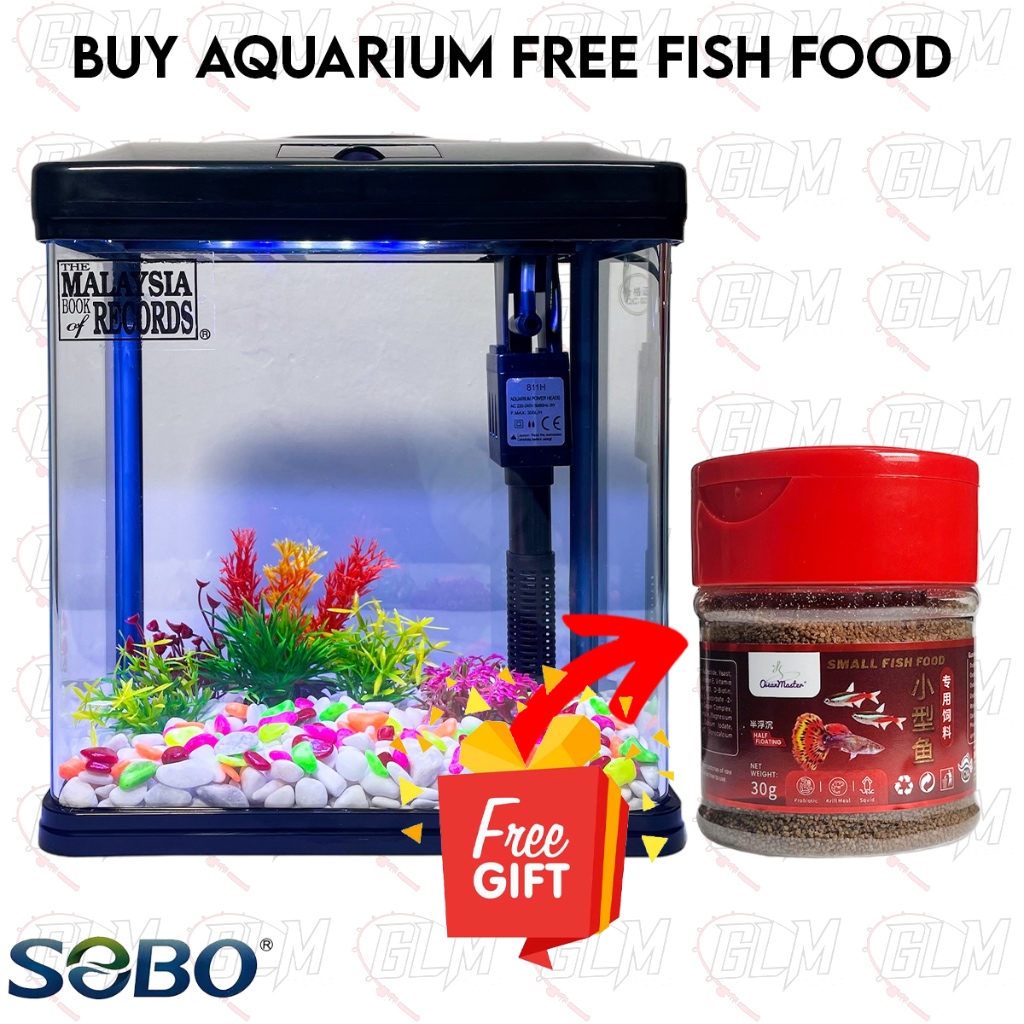 SOBO Mini Aquarium Set T-240F & AQUANICE Mini Aquarium Fish Tank Set Lengkap (Pump, Filter, Led ...