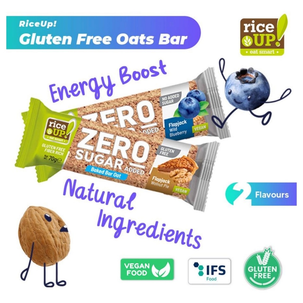 RiceUP! Gluten Free Oat Bar with Zero Sugar Added, 70g | Shopee Singapore