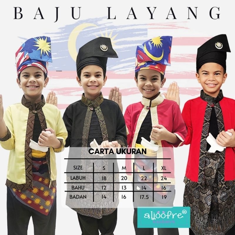 MERAH HITAM Red Yellow Black Blue Merdeka Kite Clothes For Kindergarten ...
