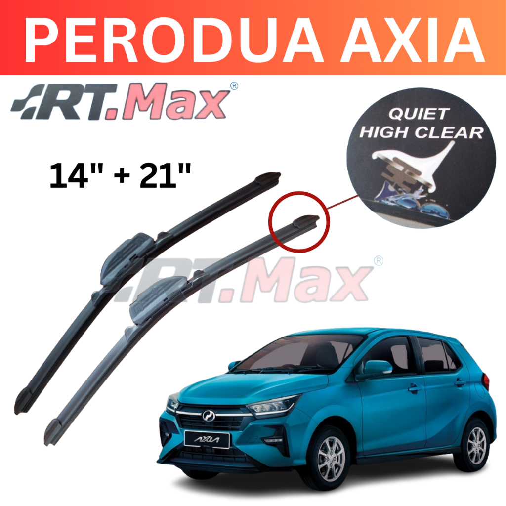 RT.MAX Perodua AXIA Multi Clip Wiper SILICONE COATED with clip (1 pair ...