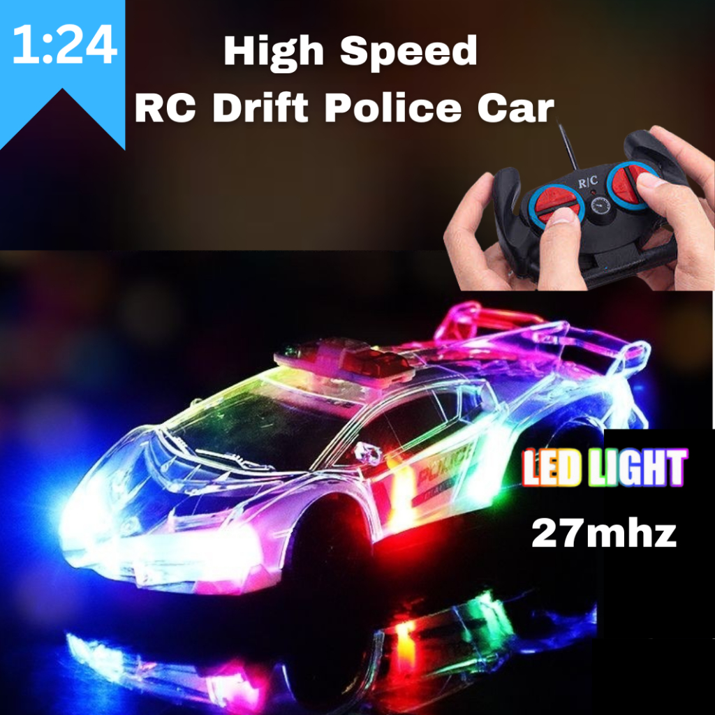 1:24 High Speed LED Light RC Drift Police Car Toys Police Car Remote ...