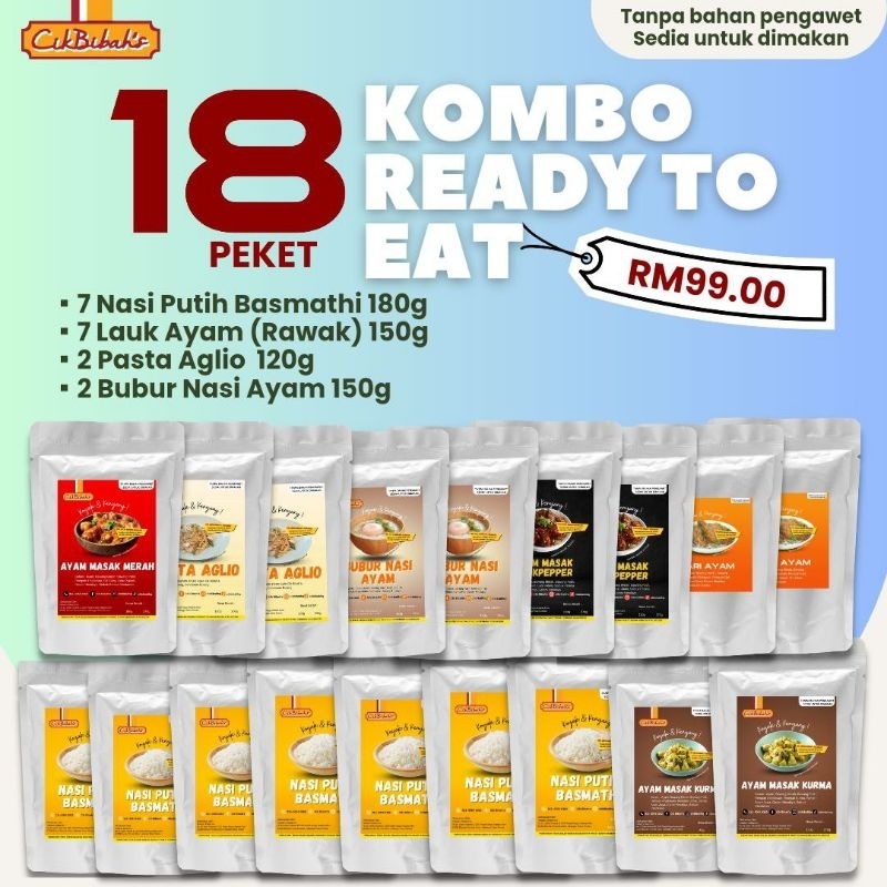 [KOMBO 18 Pack] RTE CIK BIBAH to eat foods - Travel pack - Camping food ...