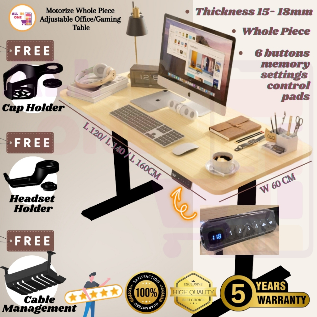 Office Desk Adjustable Height Table Standing Desk Gaming Table Study ...