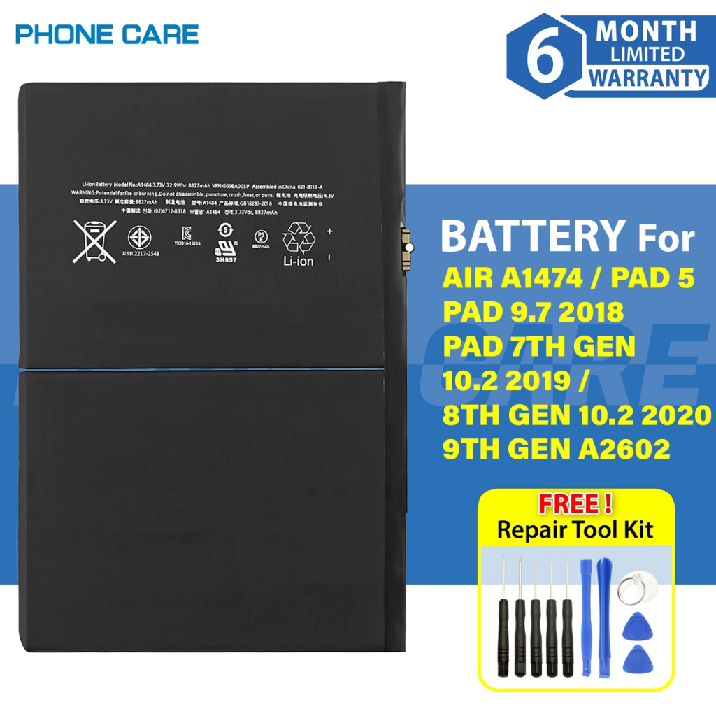 Battery For PAD AIR/PAD 5 7 8 9TH GEN 10.2 2019 A2197 A2198 A2200 10.2 ...