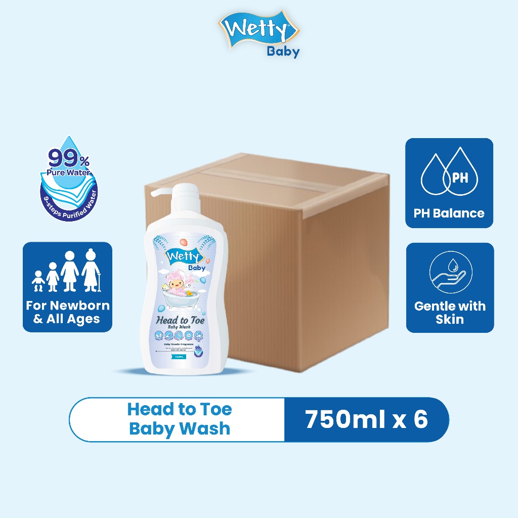 Wetty Baby Head To Toe Baby Wash (750ml) [ Carton 6 Pcs ] | Shopee Singapore