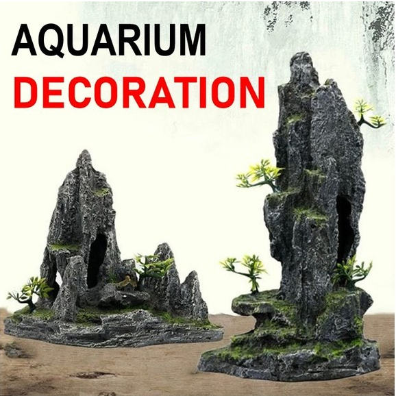 Aquarium Decoration Resin Rockery Set Eco Landscape Ornament Package ...