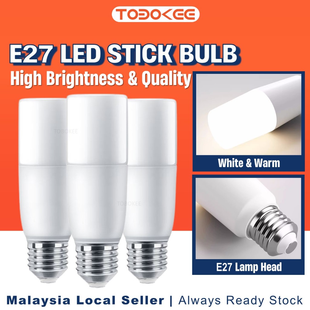 E27 LED Stick Light Bulb Energy Saving Lamp 6500K Warm 3000K White ...