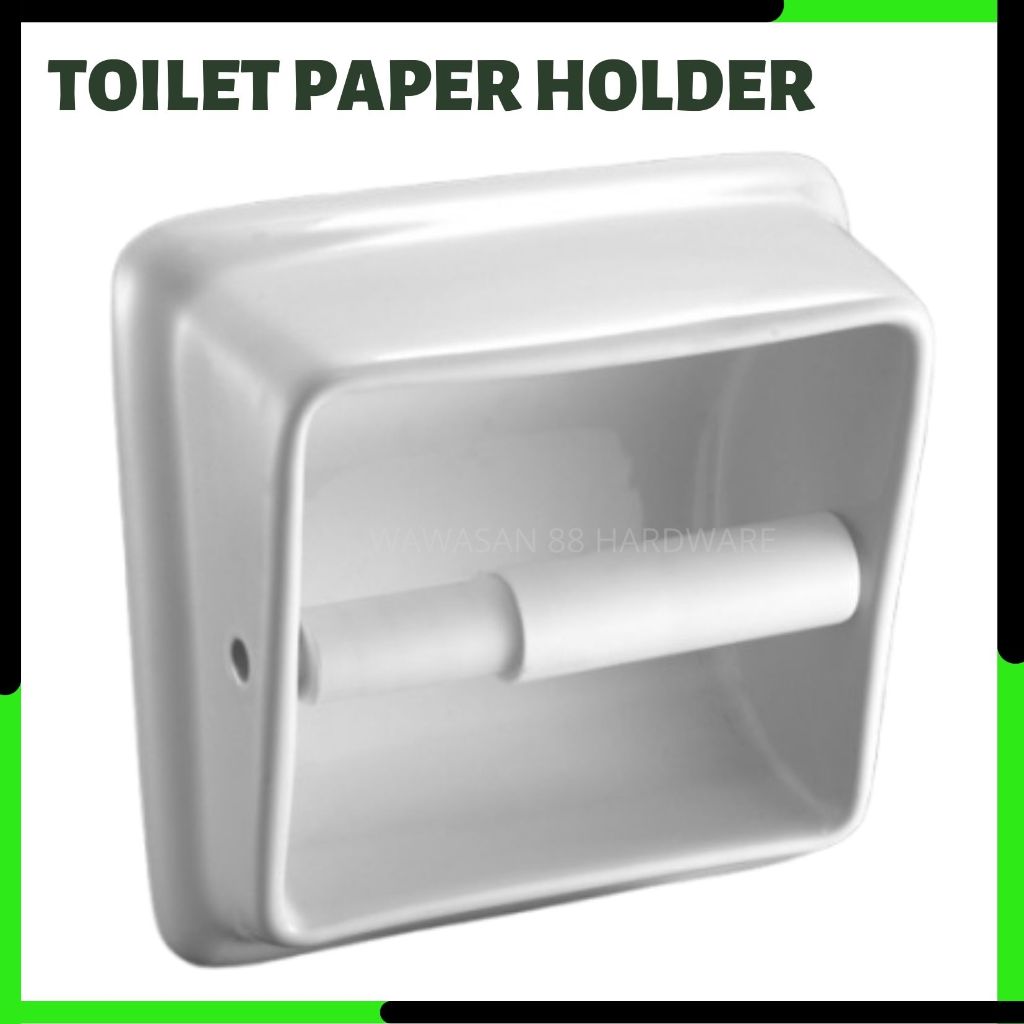 Semi Recessed Ceramic Toilet Paper Roll Holder Bathroom Tissue Holder ...