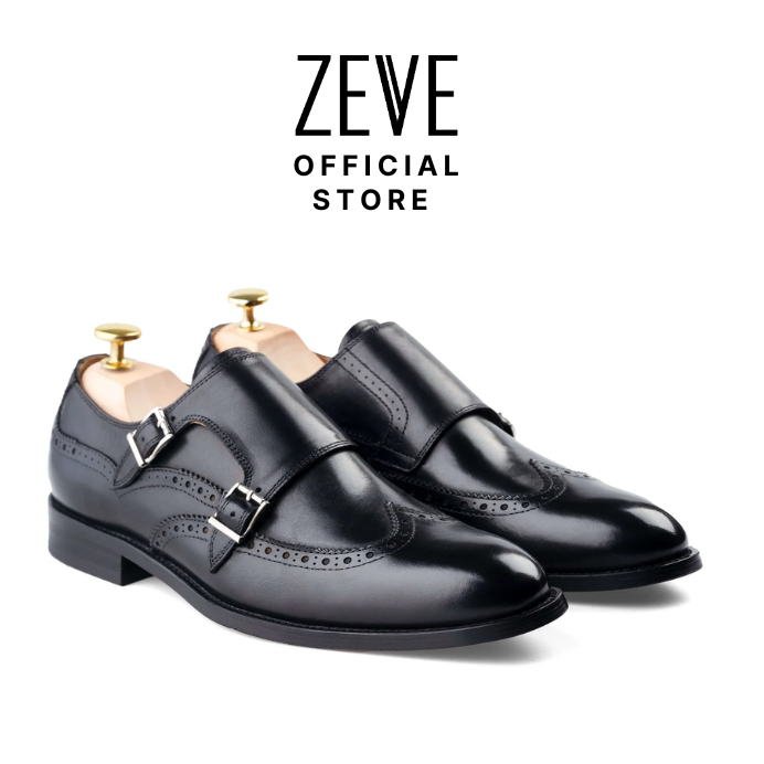 Double Monk Strap Brogue Wingtip - Solid Black (Hand Painted Patina) | Shopee Singapore