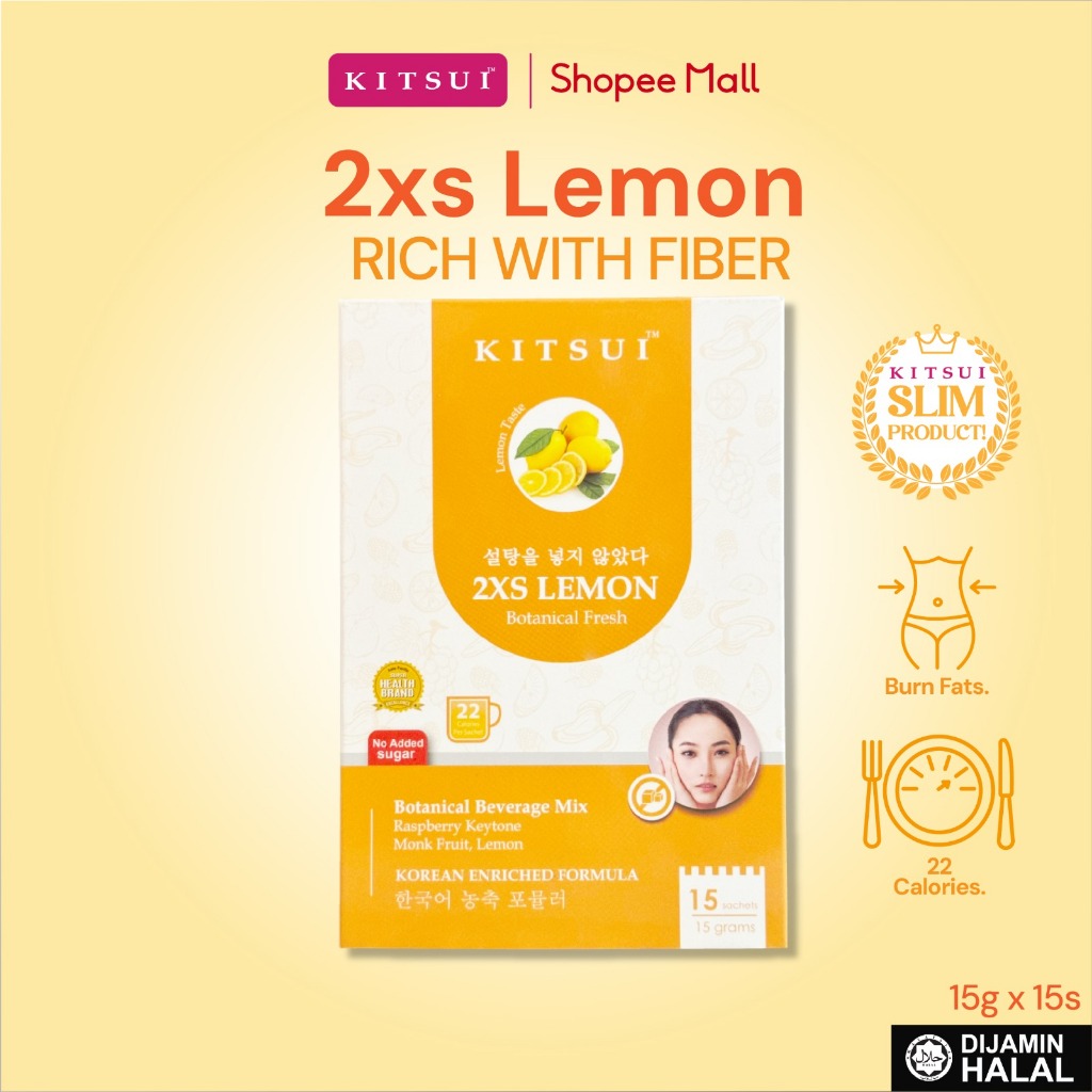 KITSUI 2XS Lemon 15's x 15g | Lemon Flavour | No Added Sugar | Detox ...
