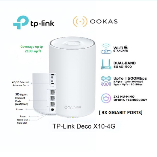 TP-Link Deco X10-4G 4G+ AX1500 Whole Home Mesh WiFi 6 Gateway Mesh WiFi ...