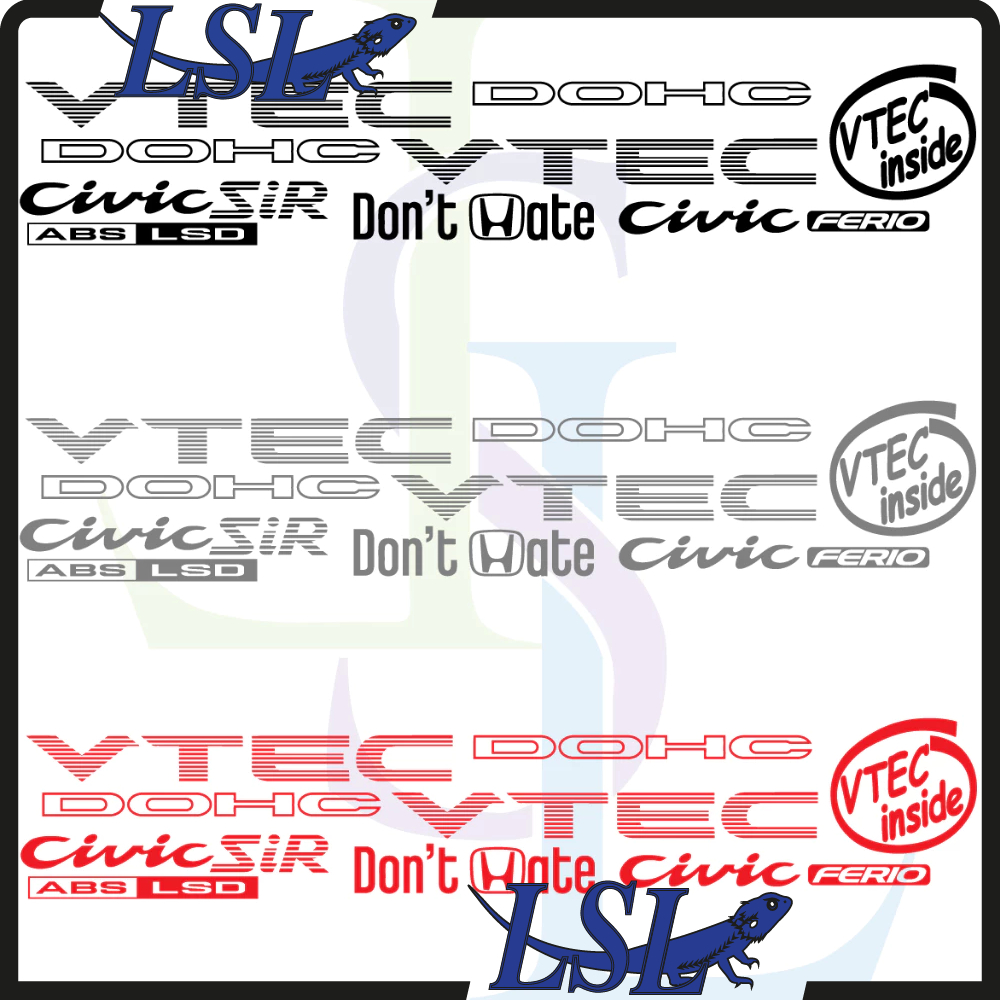 CAR STICKER DOHC VTEC HONDA EG6 EF9 EG8 EG9 EK EK9 CIVIC FERIO VIRS ES ...