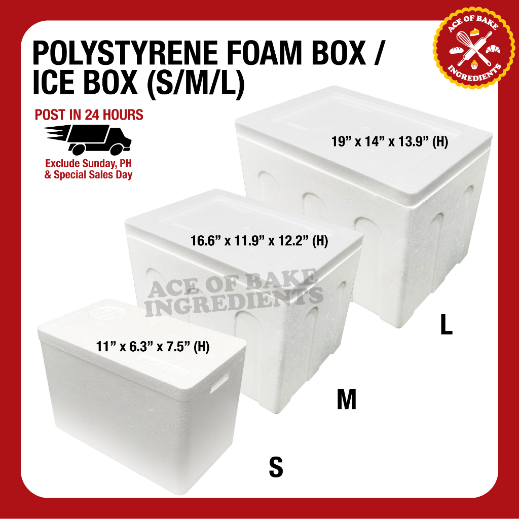 Polystyrene Foam Box (11" × 6.5" × 7.5" / 17" × 12" × 12" / 19" × 14" × 14") | Shopee Singapore