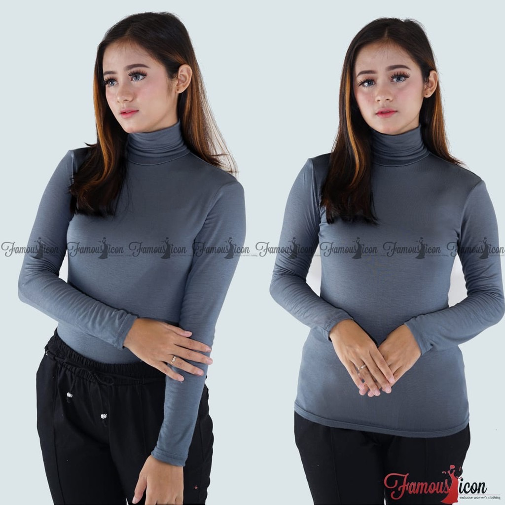 Long sleeves High Neck Inner Blouse Soft Cotton Fabric | Shopee Singapore