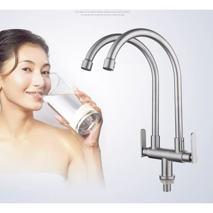 SUS304 Single Cold Kitchen Tap (Heavy Duty) Best Quality Two Ways ...