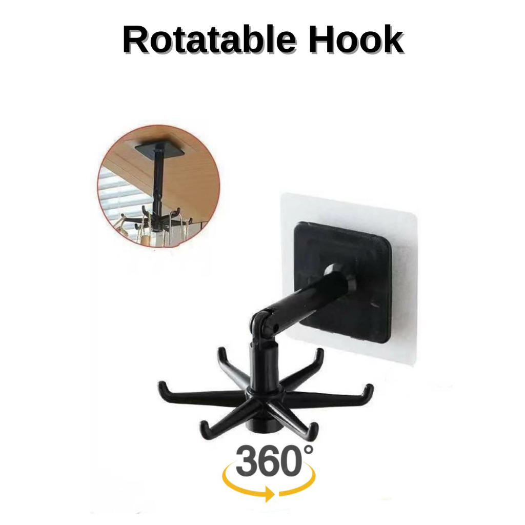 Six Claw Rotatable Hook with Self-Adhesive Six Claw Hooks Can Rotate ...