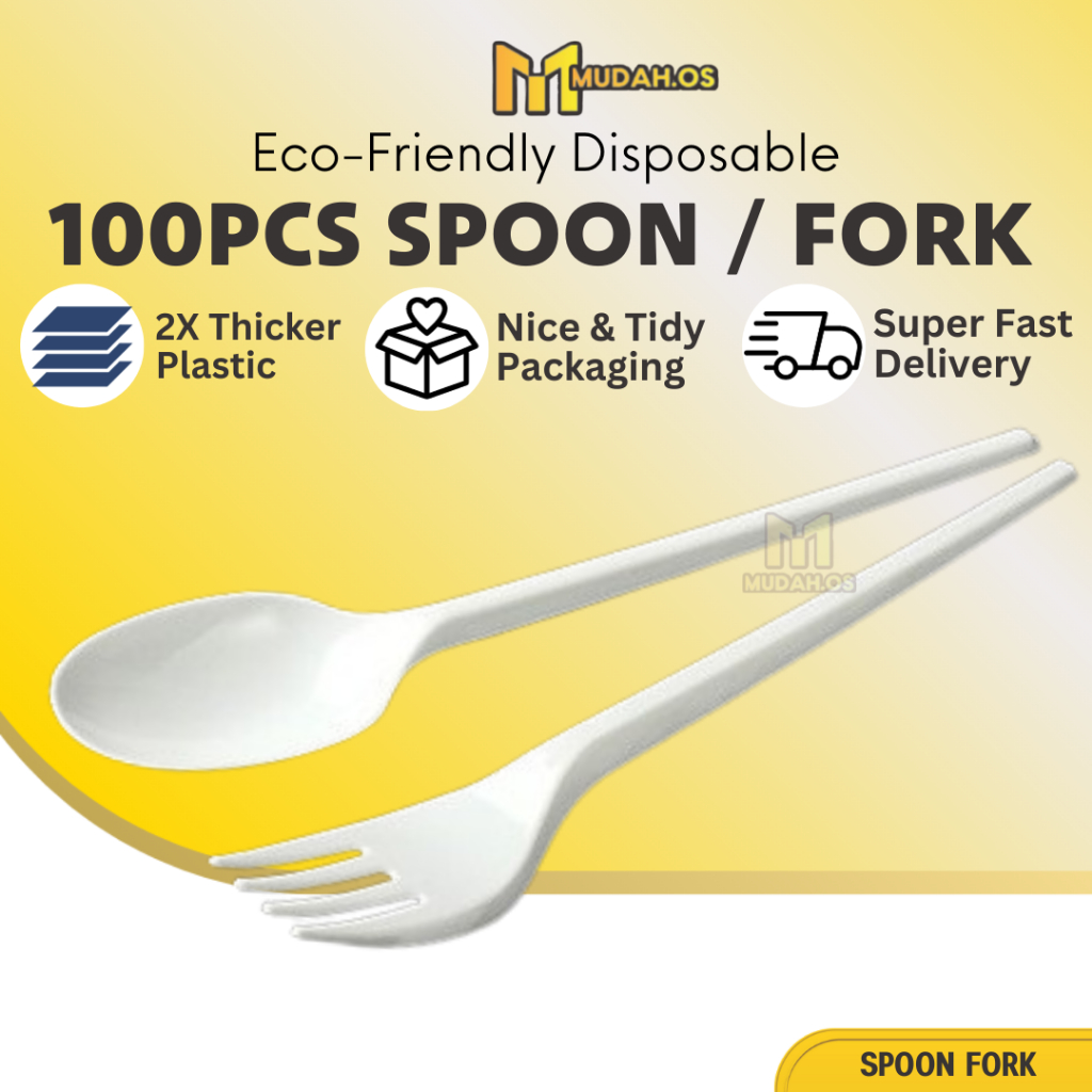 100Pieces Disposable Party Cutlery Set Plastic Table Long Spoon And ...