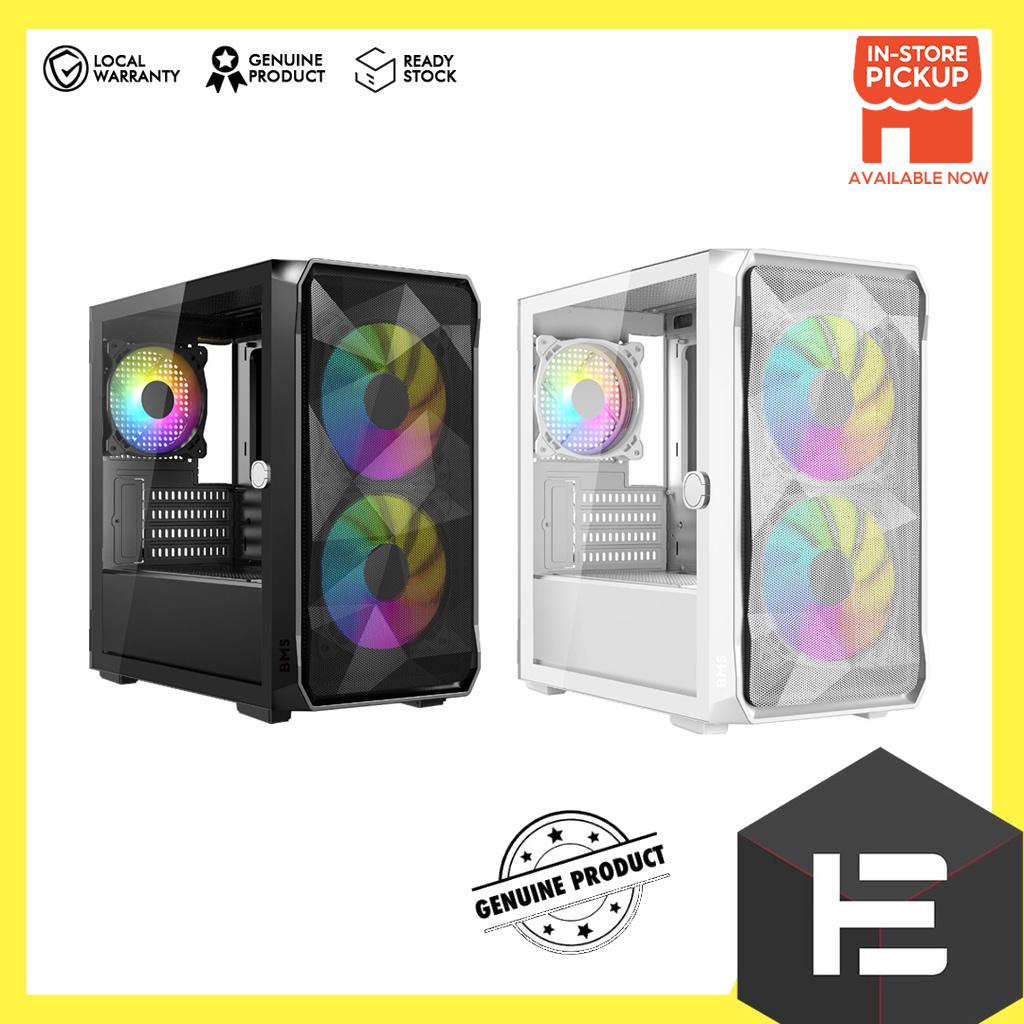 BMS 818M ARGB TG M-ATX Chassis - Black / White | Shopee Singapore