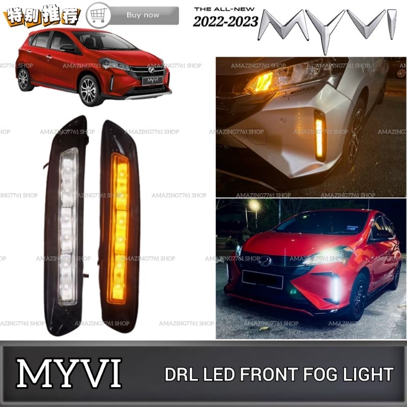 AMAZING PERODUA MYVI FACELIFT 2022-2023 CAR BUMPER LED DRL FOG LAMP ...