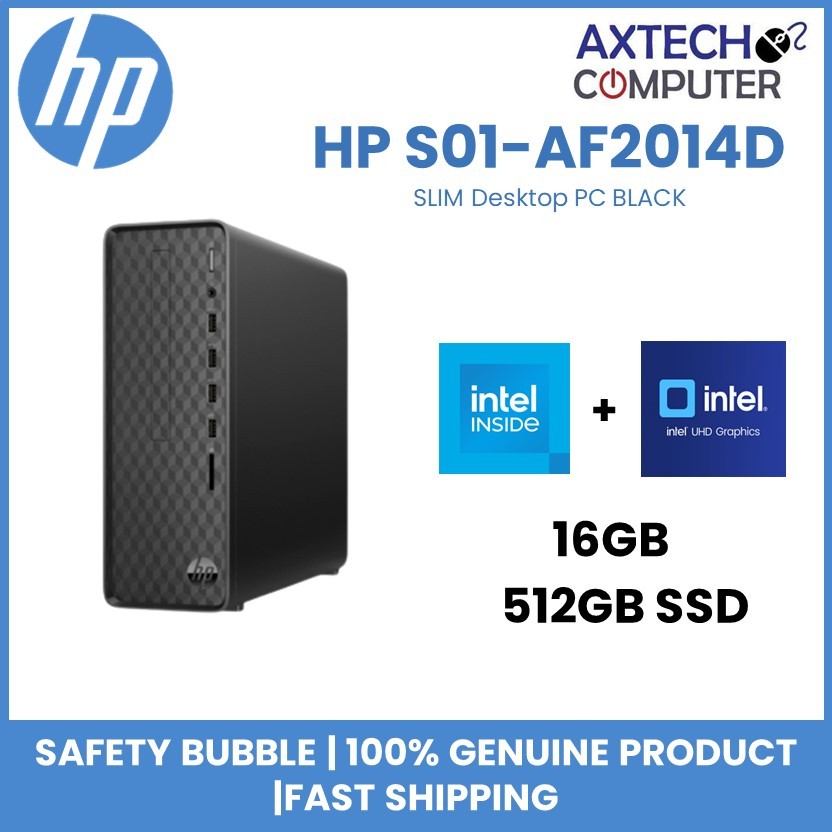 HP S01-Af2014D Slim Desktop PC Black ( Celeron J4025, 8GB, 512GB SSD, Intel, W11 ) | Shopee ...