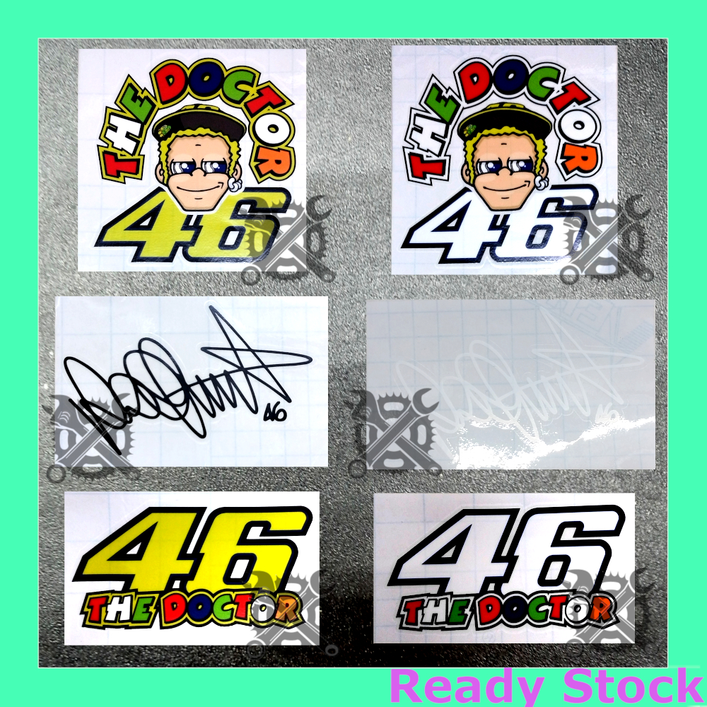 1 Set (3 pcs) Sticker 46 SGV Rider 2 Rossi Valentino VR46 Kuning Sign ...