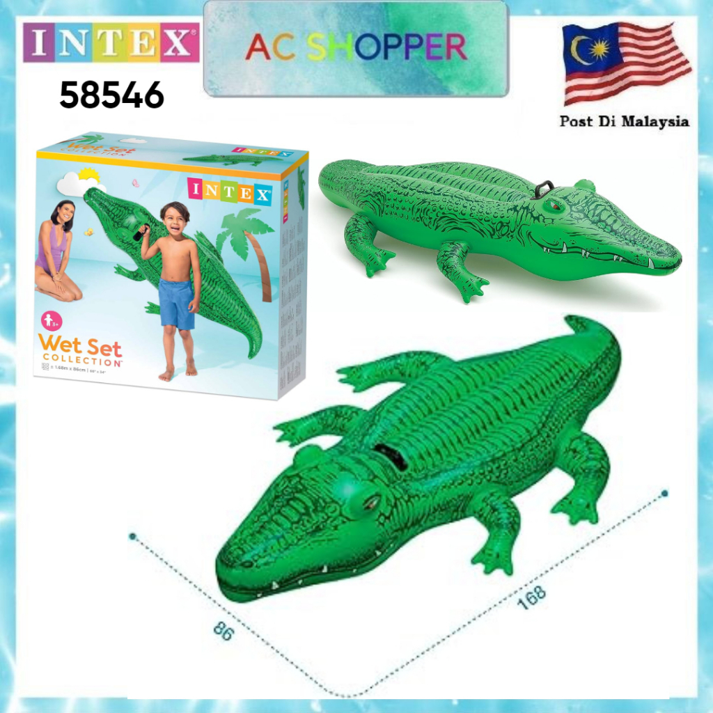 INTEX 58546 Inflatable Crocodile Ride On Pool Float Swimming Pool ...