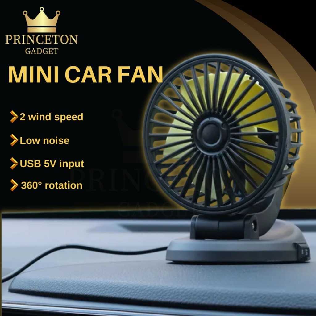 Car Vehicle USB Fan Desktop Dashboard Adjustable Speed Strong Wind 360 ...