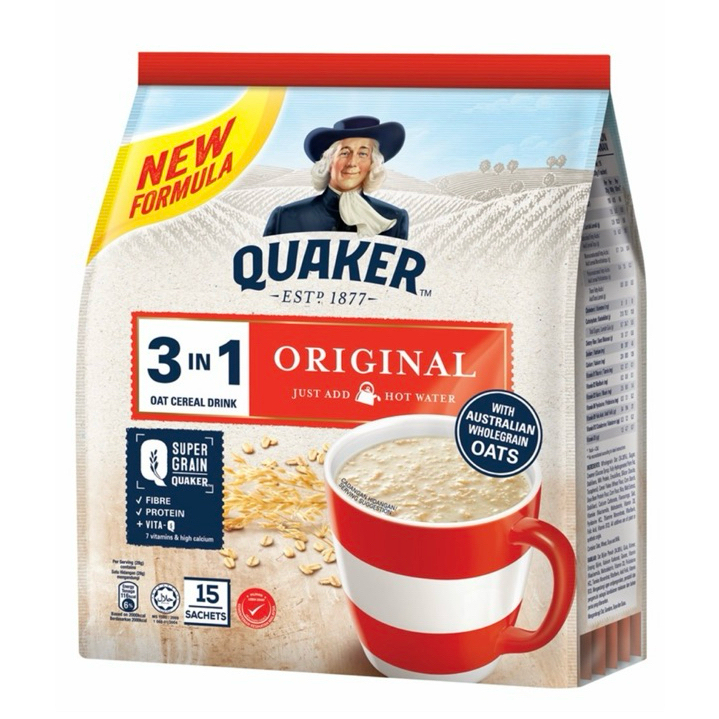 Quaker Oat Cereal Drink 3 in 1 15's x 28g | Shopee Singapore