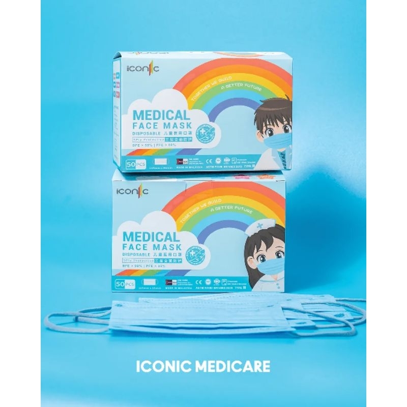 [Kid] 3-Ply Ocean Blue Medical Face Mask (50pcs) | Shopee Singapore