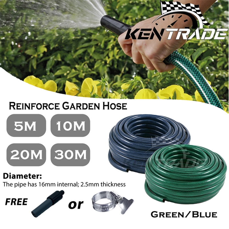 5m 10m 20m 30m x 2.5mm Reinforced PVC Flexible Garden Hose Green Getah ...