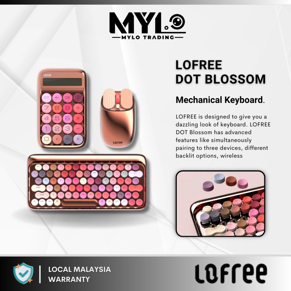- Lofree Dot Blossom Rose Gold Bluetooth Mechanical Keyboard and ...