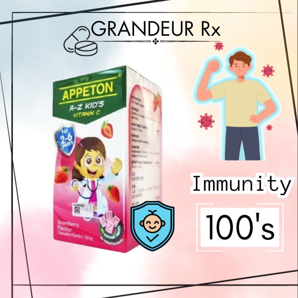 APPETON A-Z Vitamin C Strawberry Flavour Boost Immunity Cough Fever ...