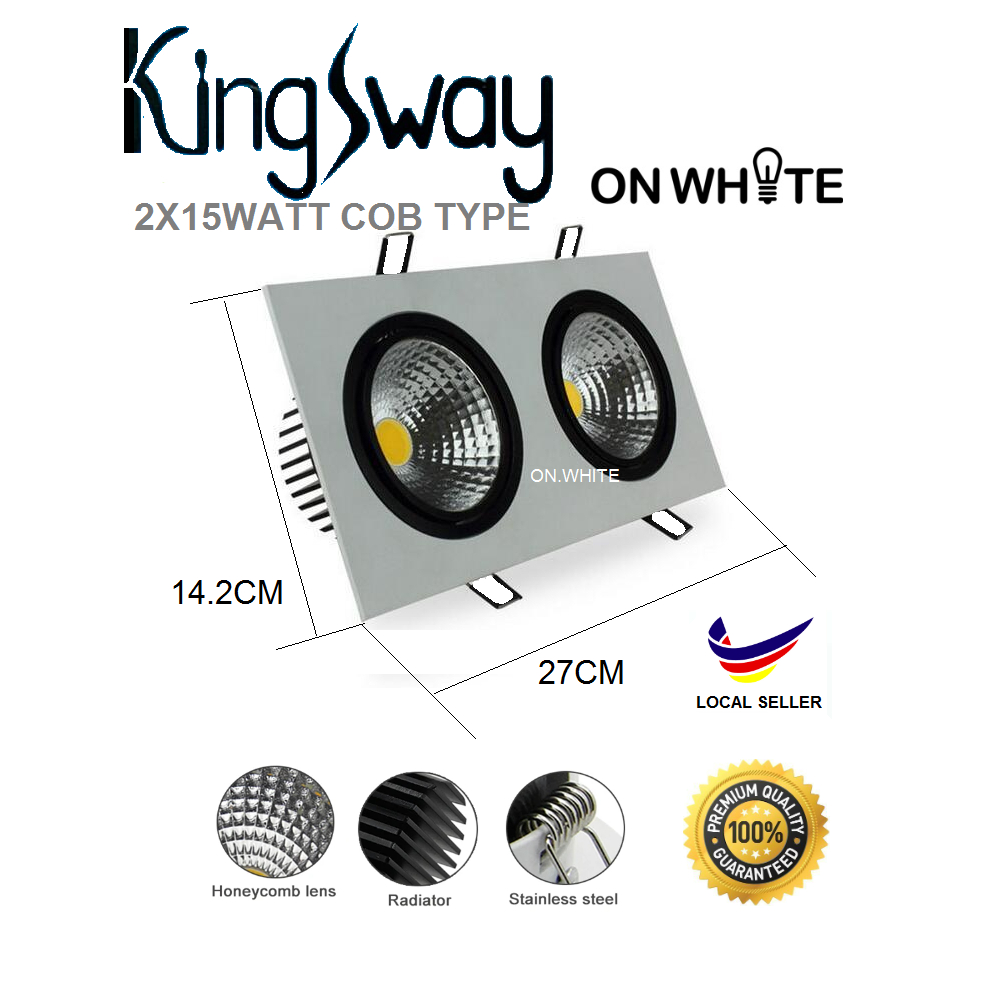 KINGSWAY LED RECESS FITTING COB TYPE 2X 15WATT WARMWHITE COLOR TWIN ...