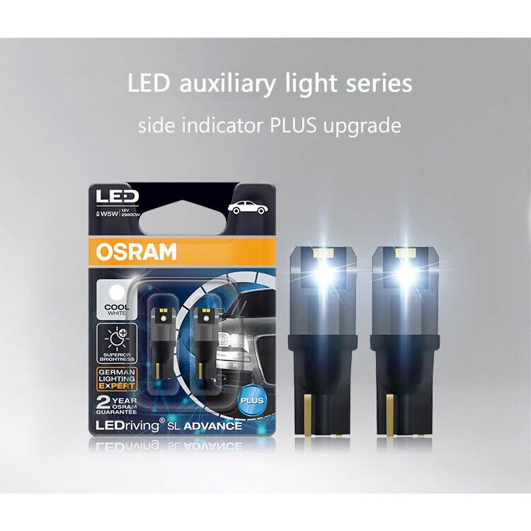 Osram T10 LED White W5W Sidelight Bulbs 6000K 12v 1W Door \ Auxiliary ...