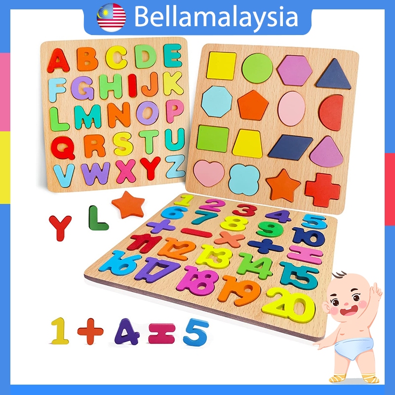 Bella ABC Alphabet Digital Puzzle Wooden Toys Kid Number Letter shape ...