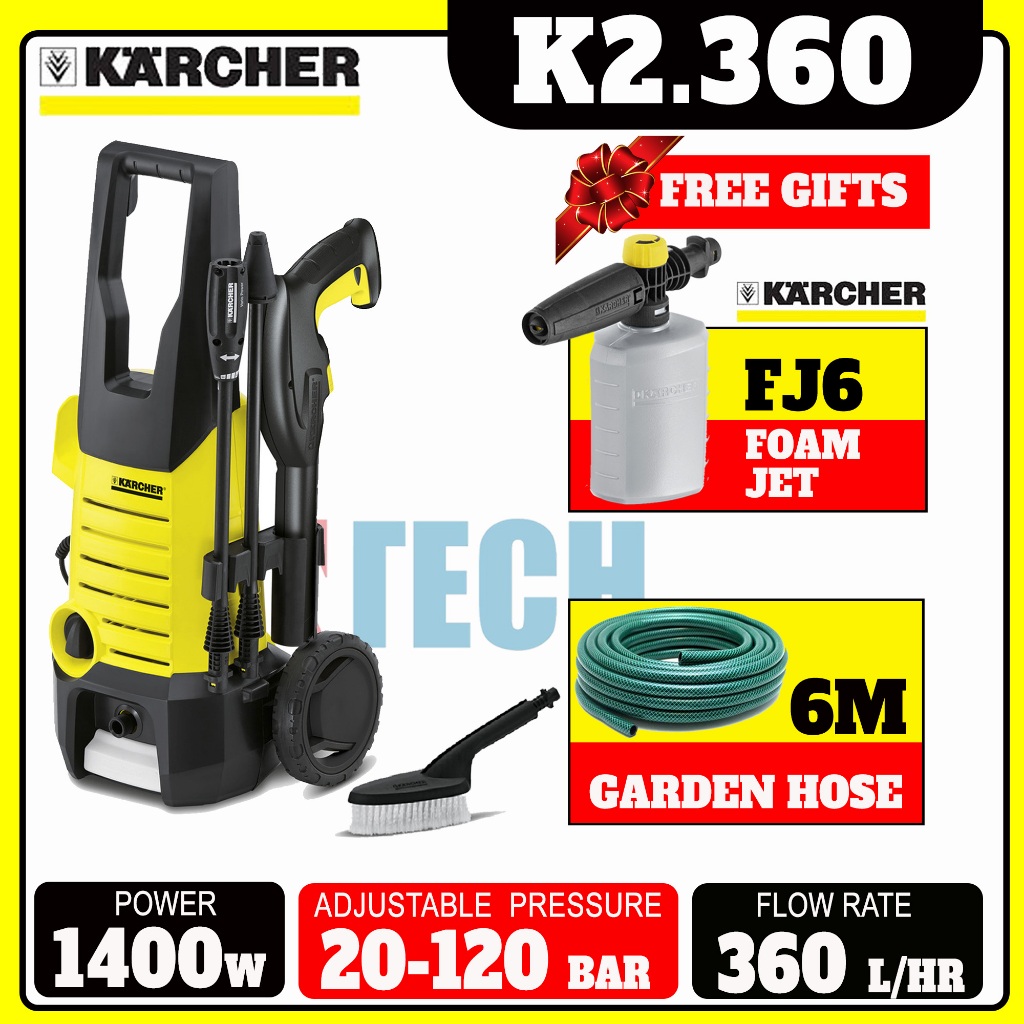 KARCHER K2.360 / K2360 HIGH PRESSURE WASHER (120 BAR) C/W 3 DIFFERENT PACKAGES | Shopee Singapore