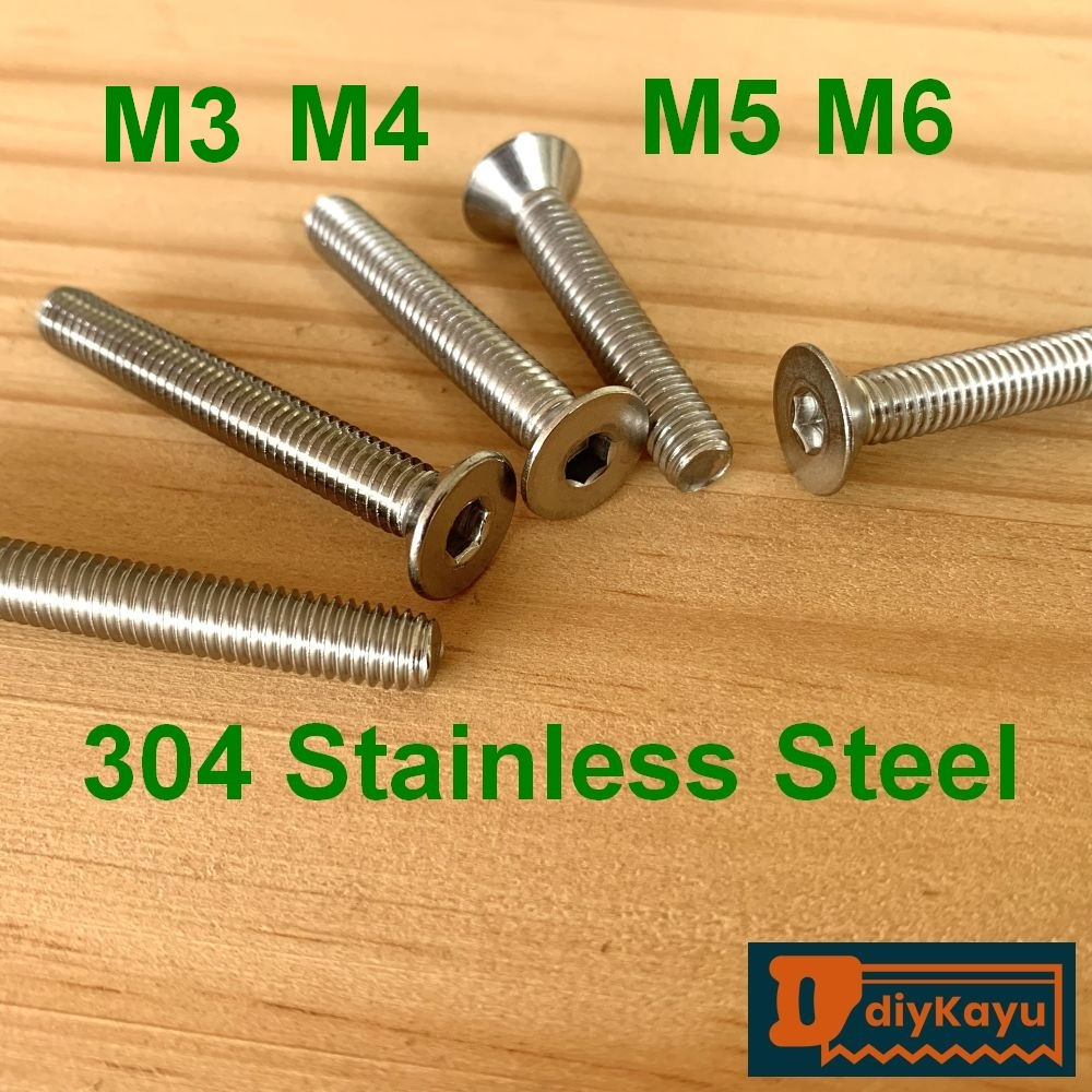 M3 M4 M5 M6 304 CSK Countersunk Flat Head Hex Socket Stainless Steel ...