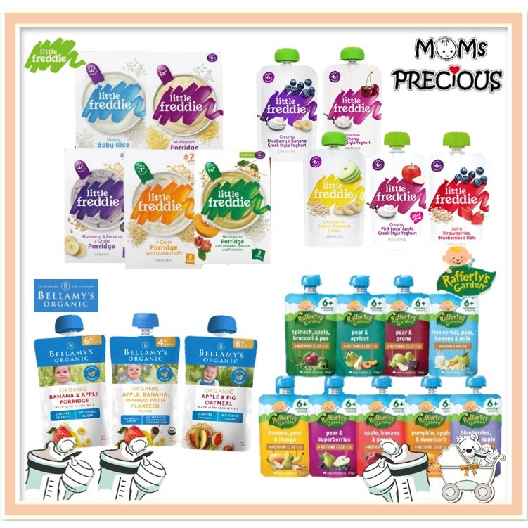 Little Freddie Organic Baby Rice Cereal & Puree Pouches/Greek Yoghurt ...