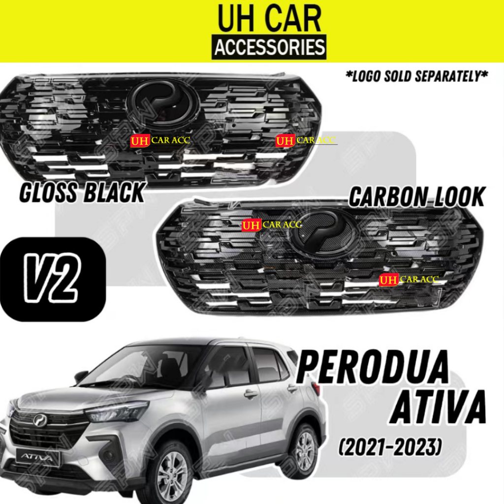 Perodua Ativa (2021 to 2023) Front Grill V2 Design ABS Grilles Bodykit ...