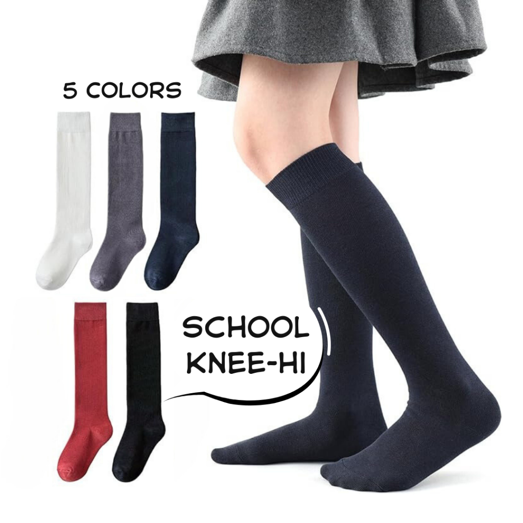 ️CLASSROOM ️ Knee High Kids 3-12yo Junior Boy Girl Plain Color Black ...